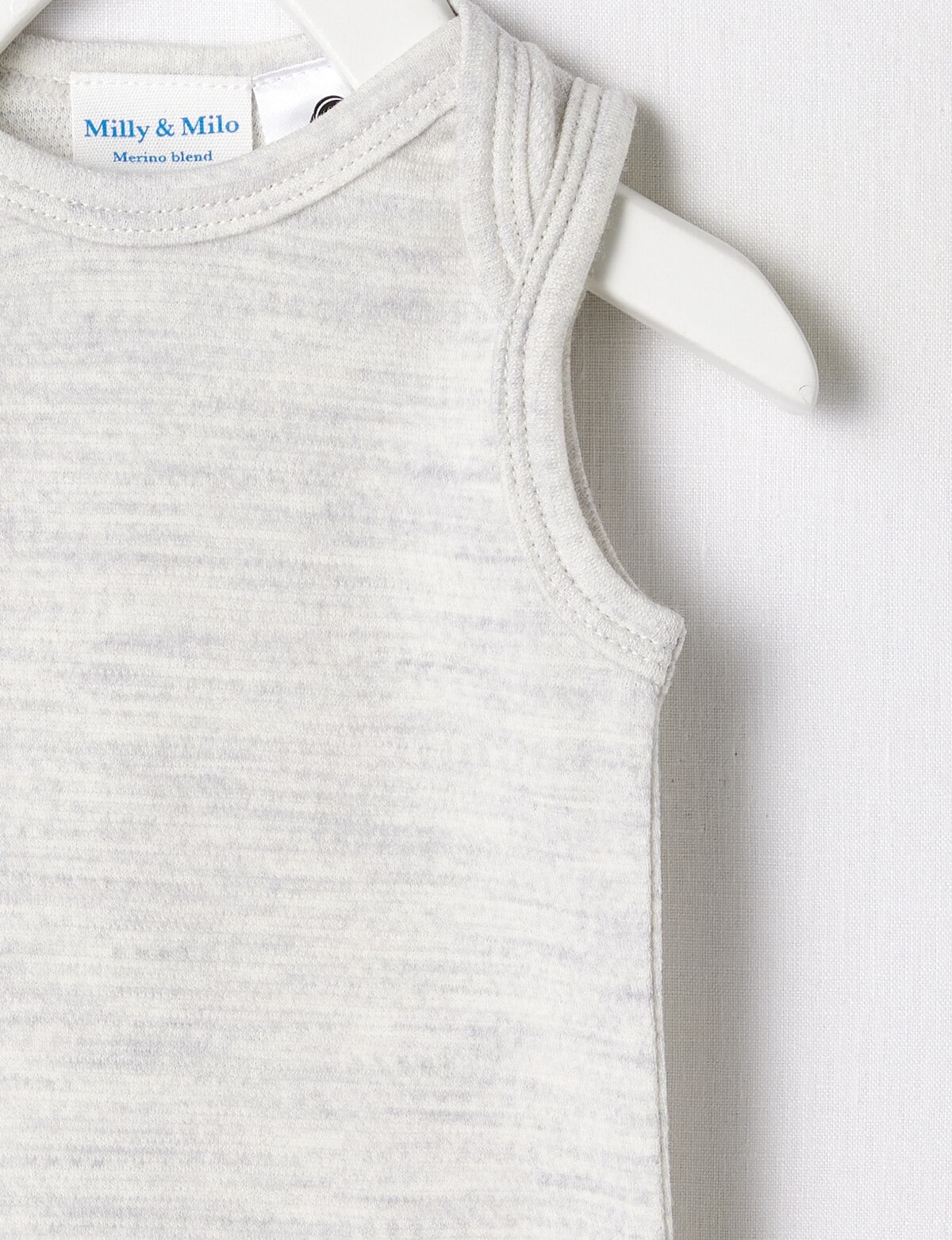Milly & Milo Merino Blend Sleeveless Bodysuit, Grey Marle - Merino & Thermals