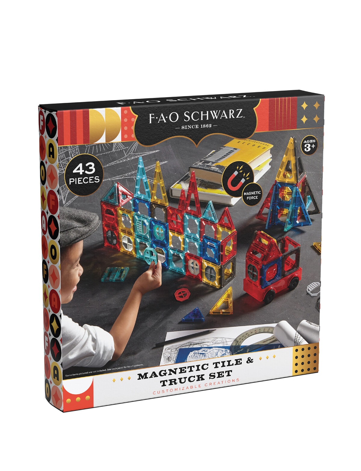 FAO Schwarz Toy Magnetic Tile and Truck Set, 43-Piece - Games, Cards ...