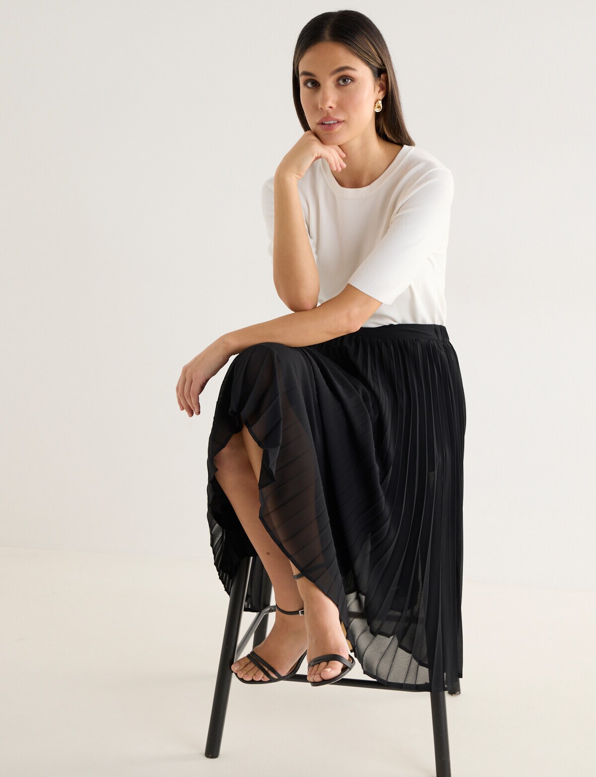 Oliver Black Sunray Pleat Skirt, Black - Skirts