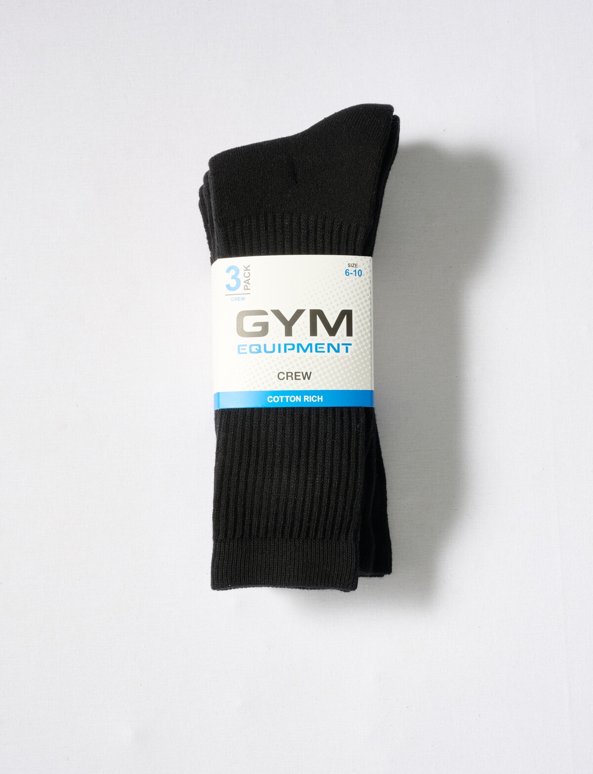 Gym Equipment Crew Cushion Sock, 3-Pack Black - Socks