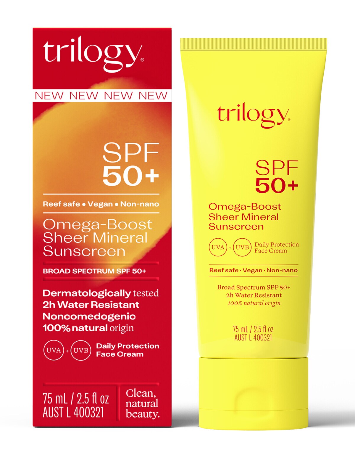 Trilogy Omega Boost Sheer Mineral Sunscreen SPF50+, 75ml - Moisturisers ...