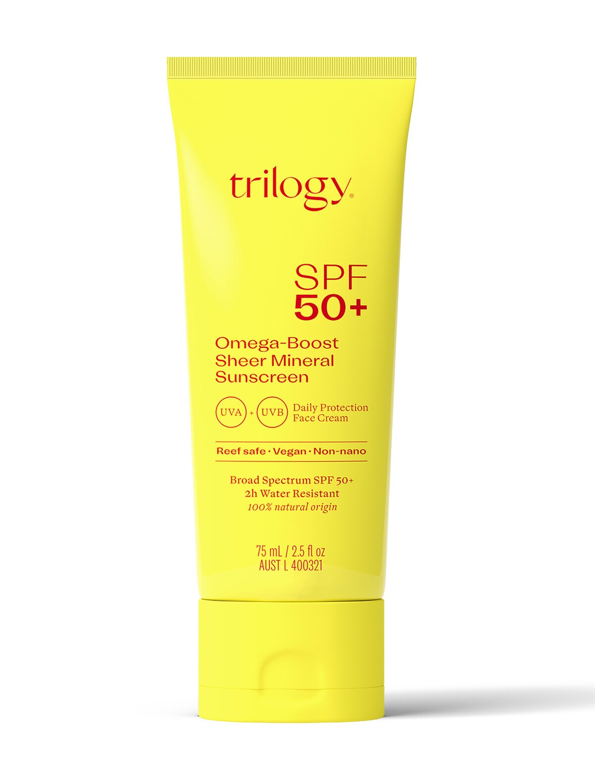 Trilogy Omega Boost Sheer Mineral Sunscreen SPF50+, 75ml - Moisturisers ...