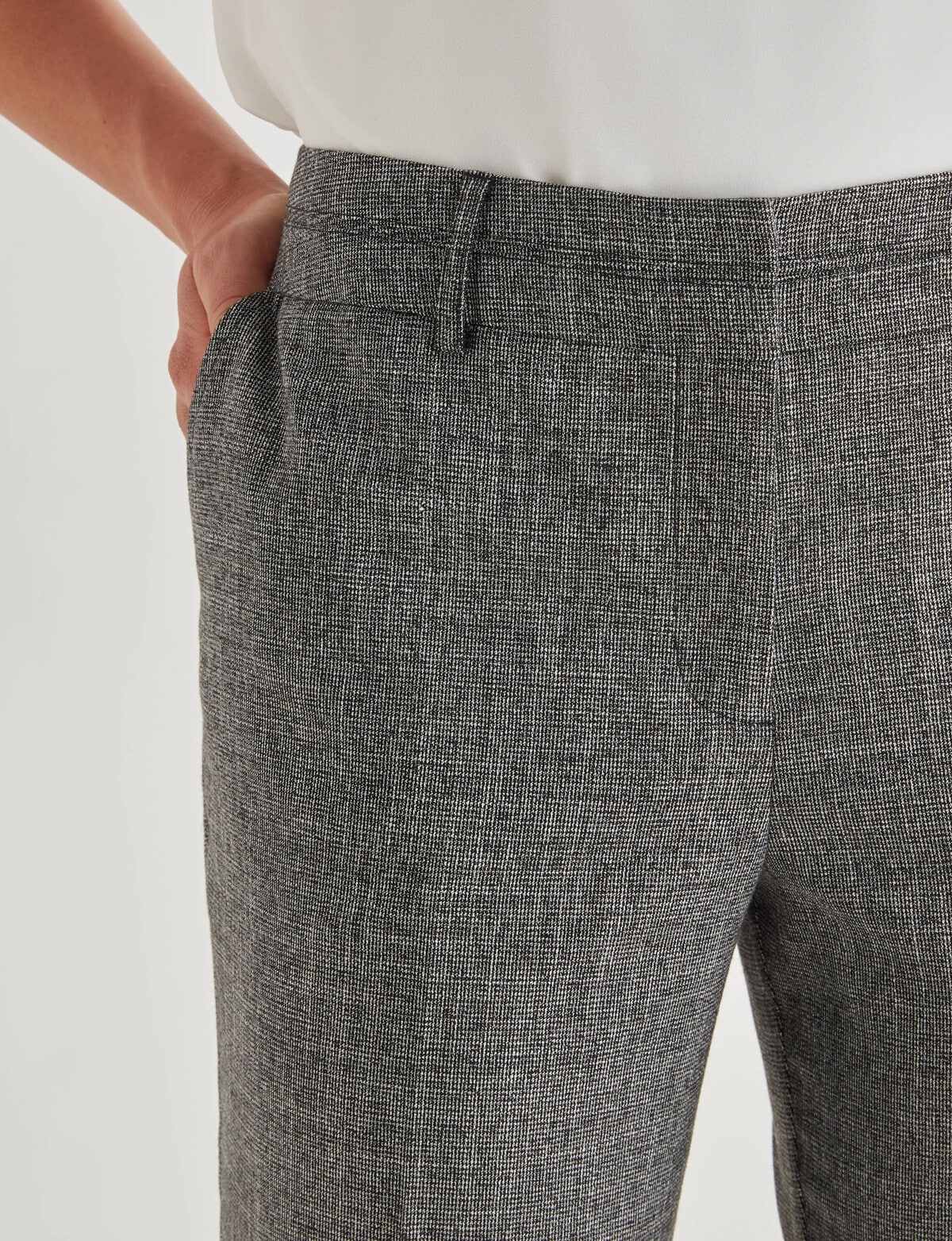 Oliver Black Straight Leg Pant, Black Crosshatch - Pants & Leggings