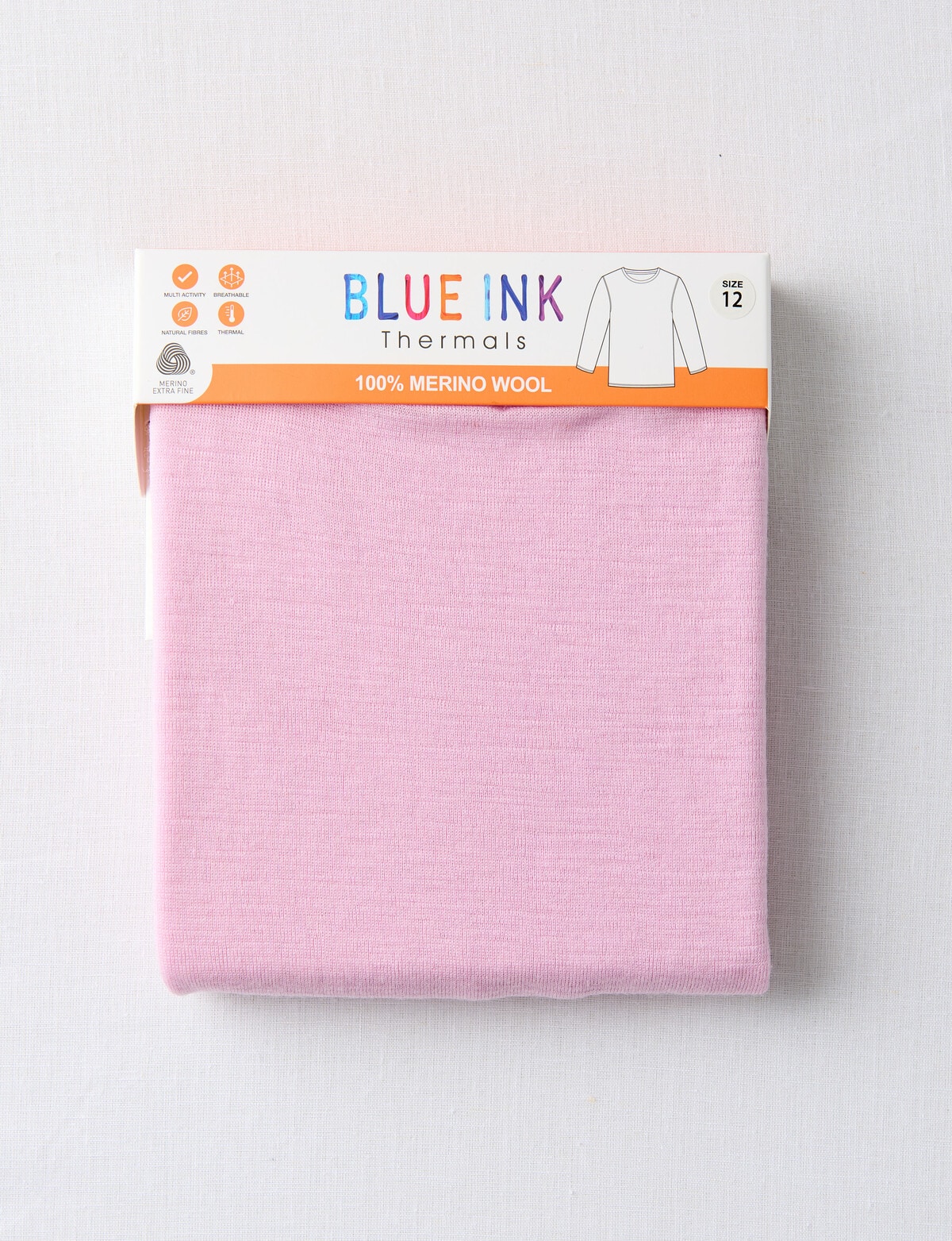 Blue Ink Merino Unisex Long Sleeve Top, Pink - Thermals