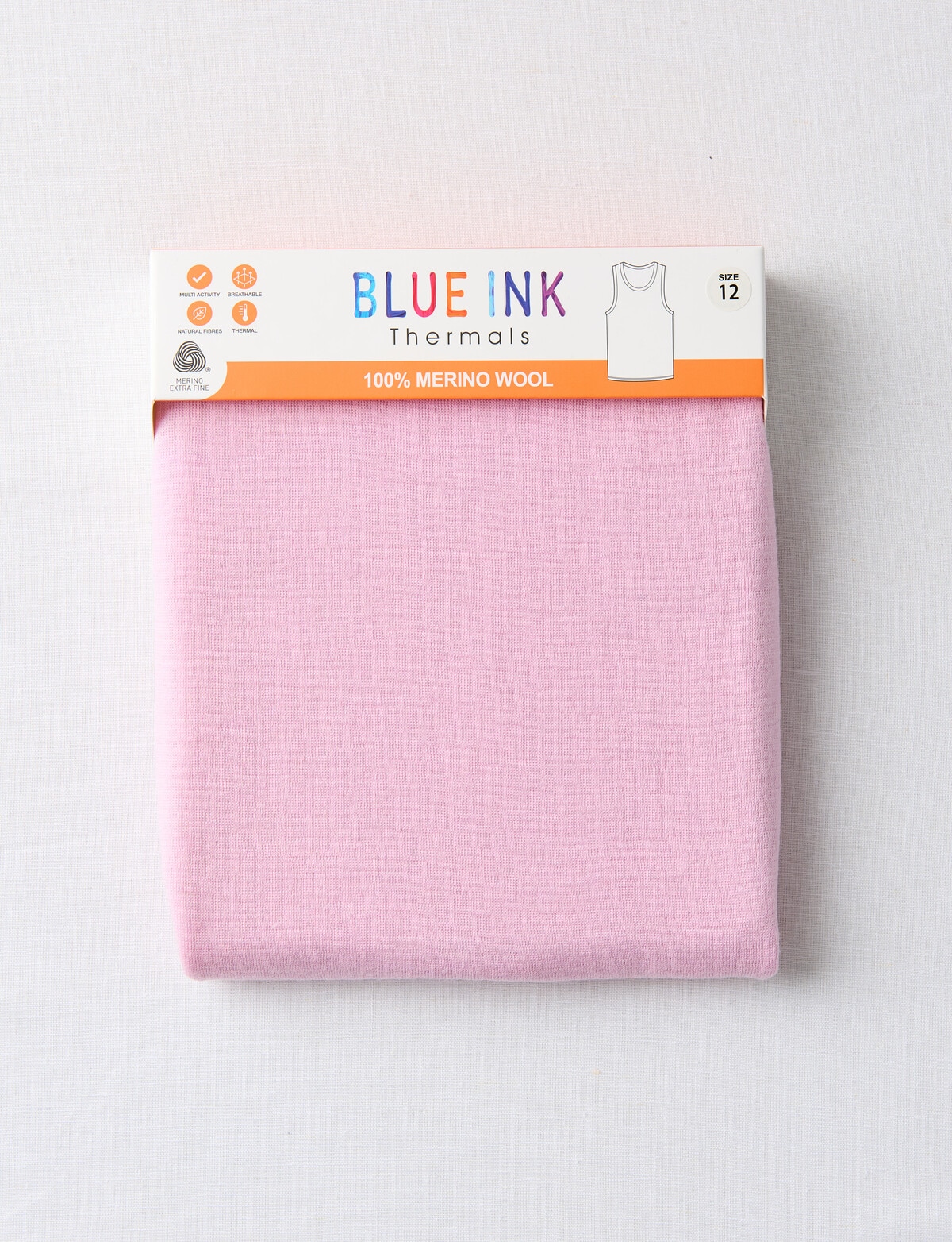 Blue Ink Merino Unisex Singlet, Pink - Thermals