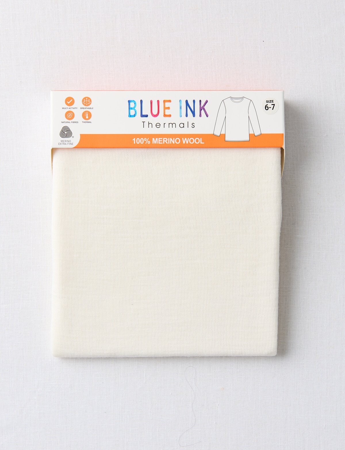 Blue Ink Merino Unisex Long Sleeve Top, Winter White - Thermals