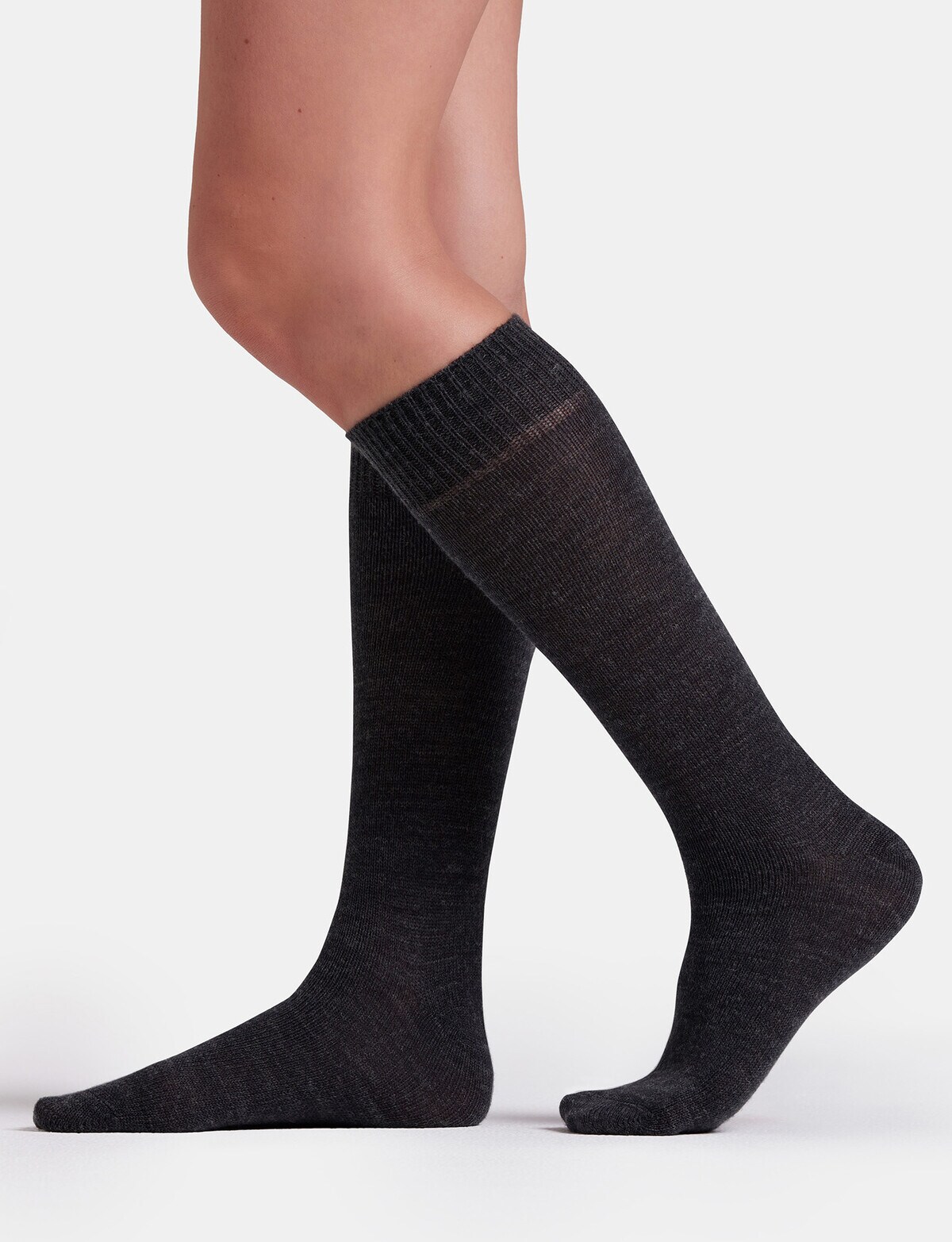 Ambra Knee-Hi Boot Sock, 2 Pack, Black & Charcoal - Socks