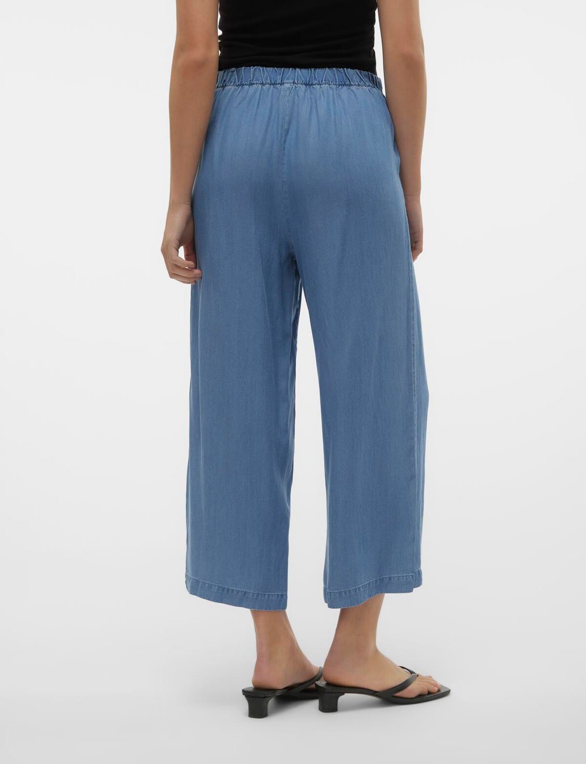 Vero Moda Bree Wide Culotte Pant, Medium Blue Denim - Pants & Leggings