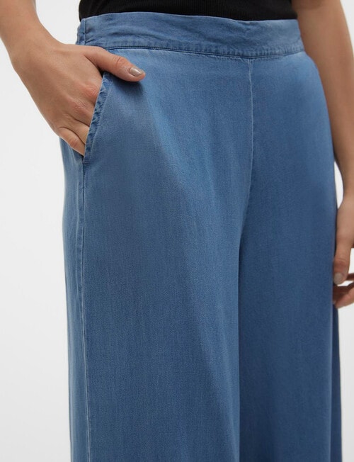 Vero Moda Bree Wide Culotte Pant, Medium Blue Denim - Pants & Leggings