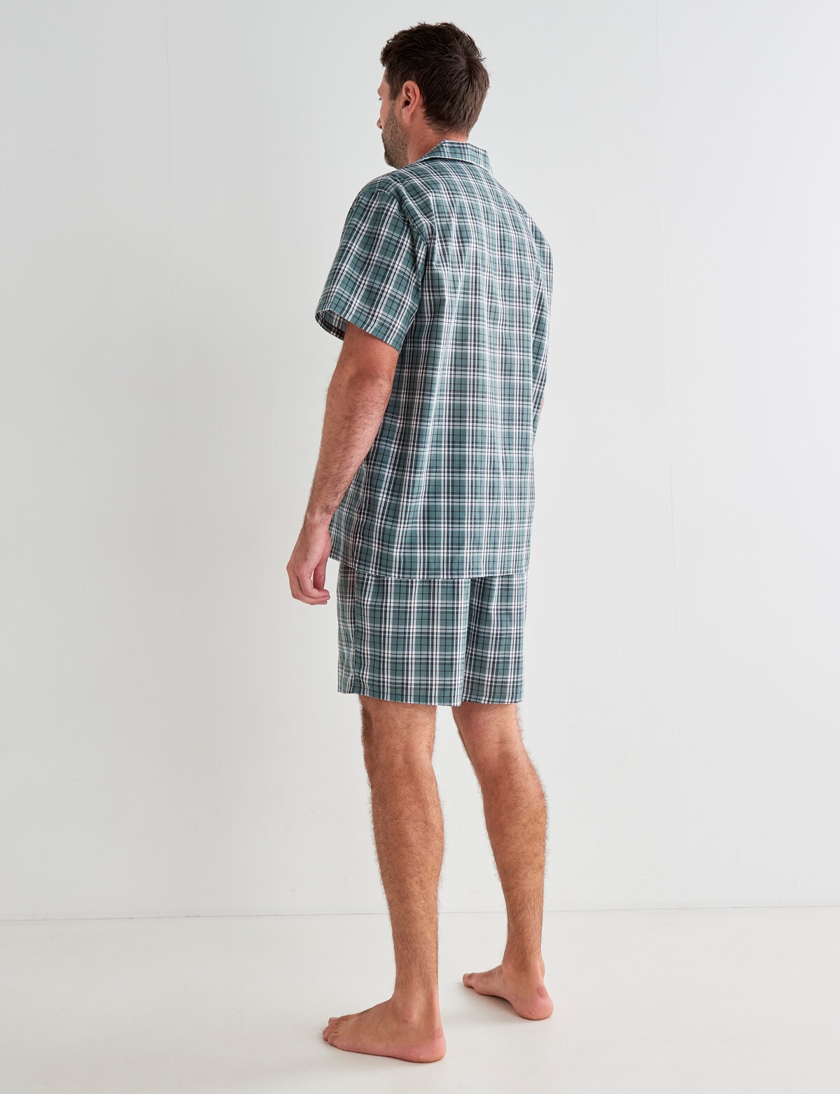 Chisel Woven Check Short PJ Set, Green - Sleepwear
