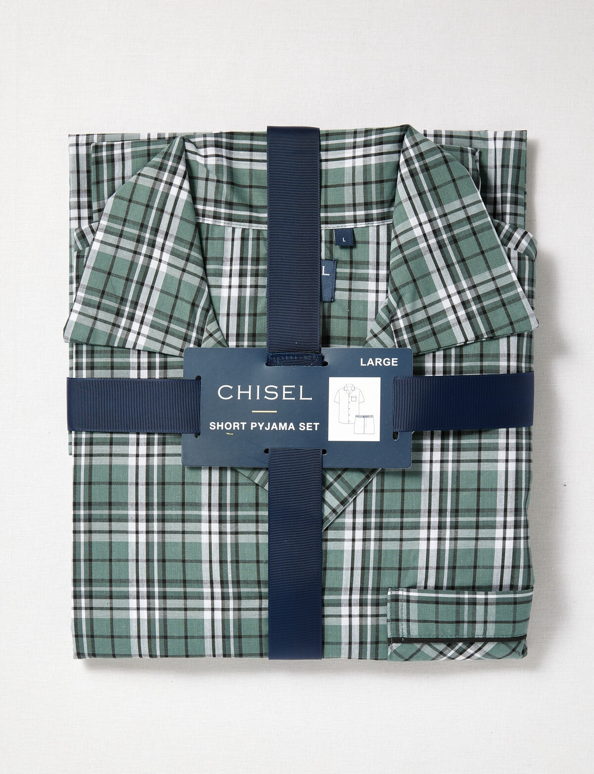 Chisel Woven Check Short PJ Set, Green - Sleepwear