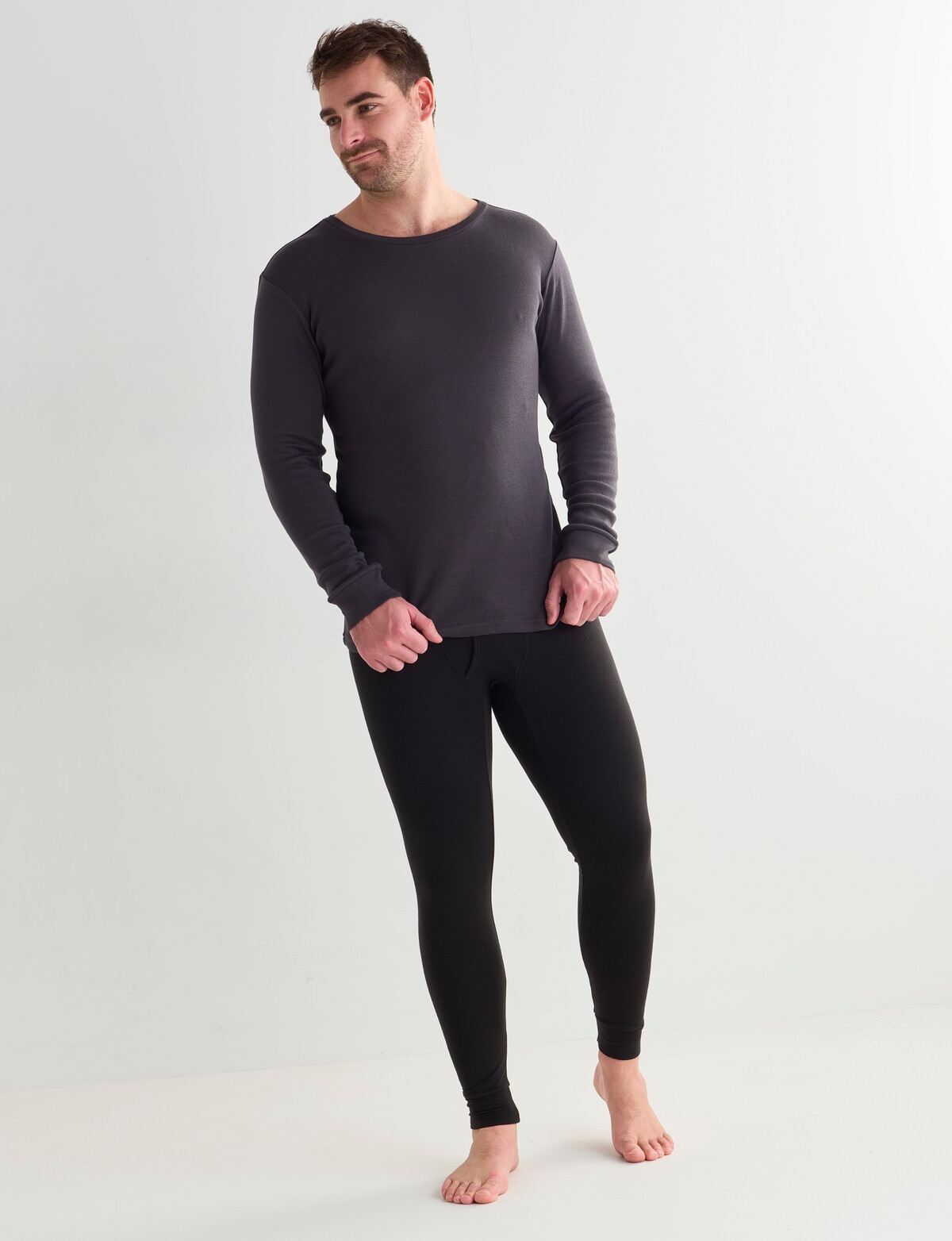 Superfit Polyester EcoVero Long Sleeve Crew Top, Grey - Thermals