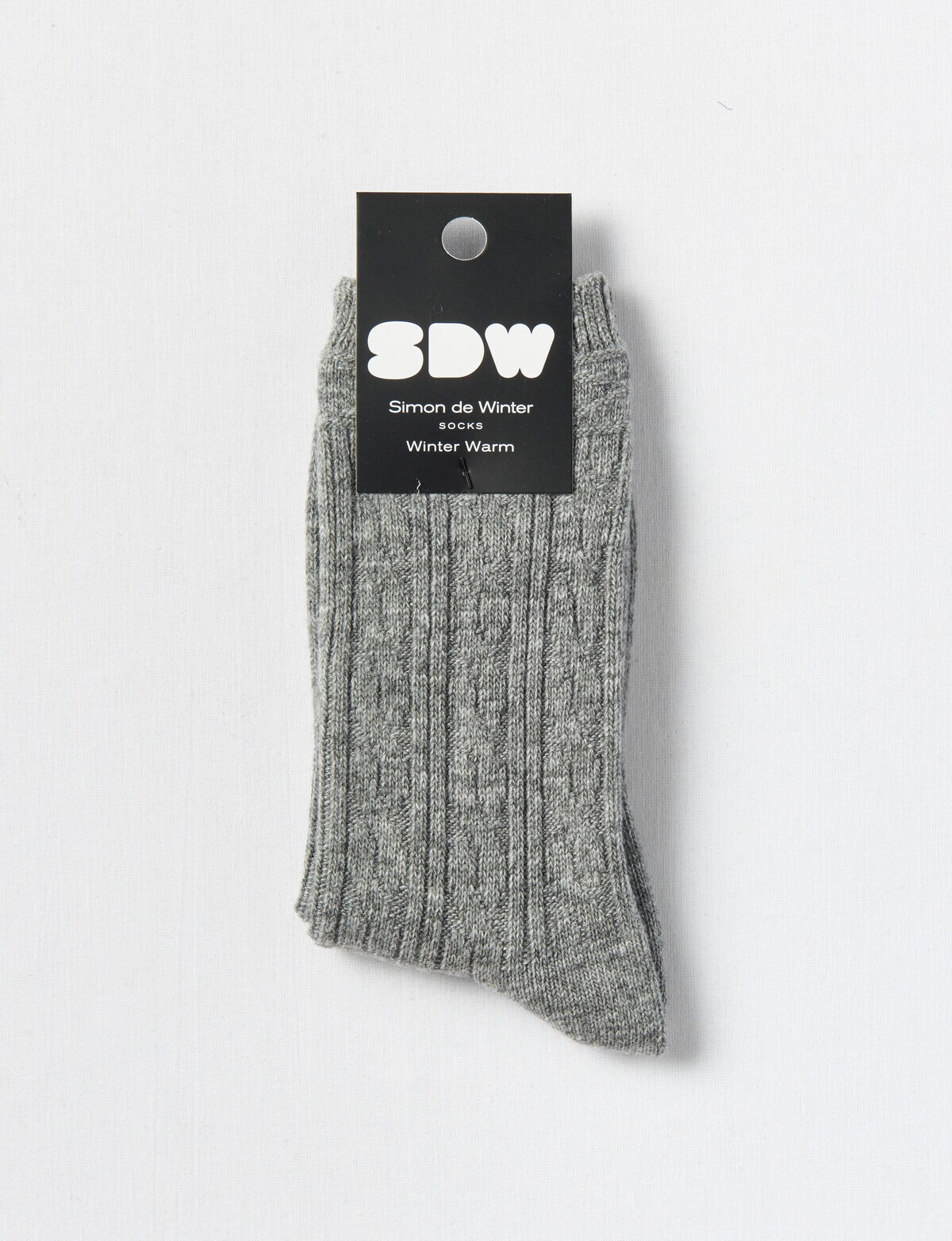 Simon De Winter Winter Warm Crew Sock, Textured Light Grey Marle - Socks