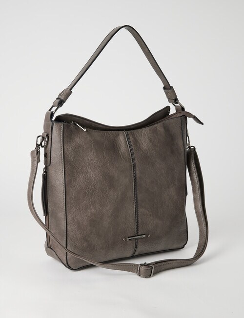 Pronta Moda Lucy Large Shoulder Bag, Mink Grey - Handbags