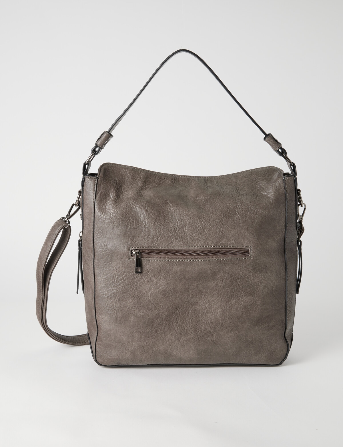 Pronta Moda Lucy Large Shoulder Bag, Mink Grey - Handbags