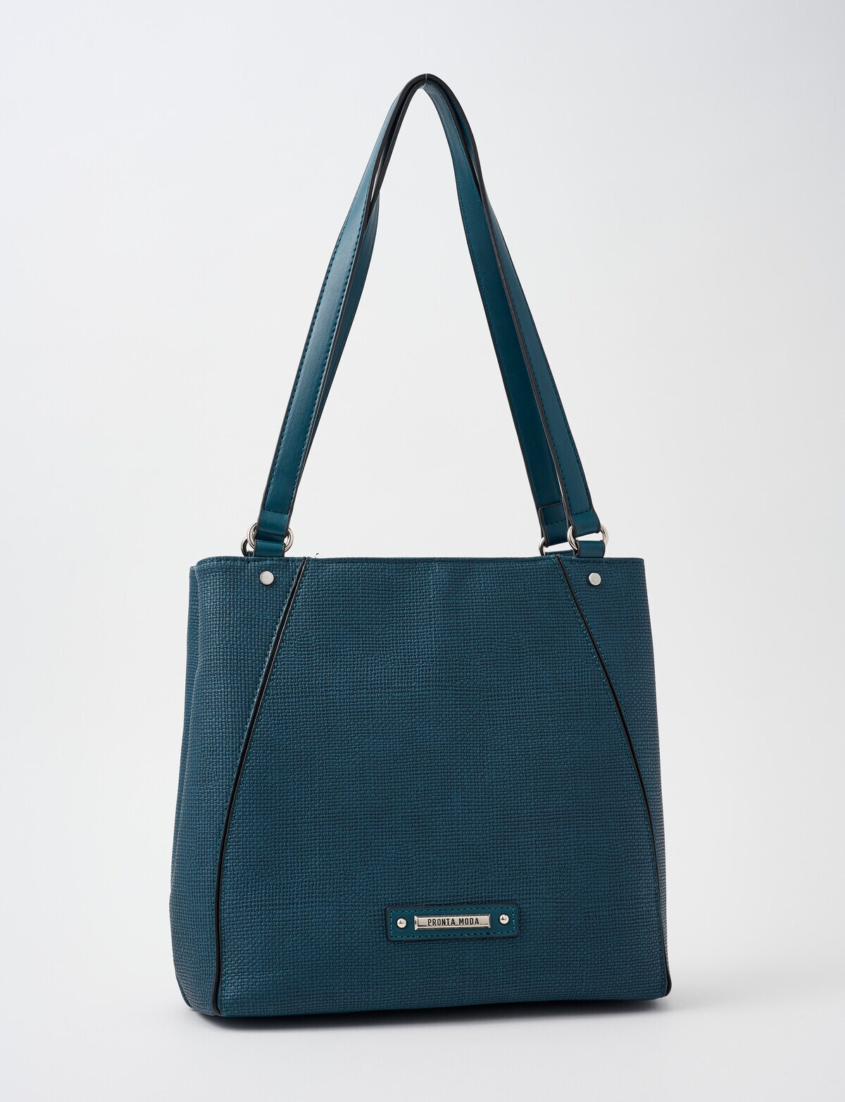 Pronta Moda Textured North South Shopper Bag, Dark Teal - Handbags