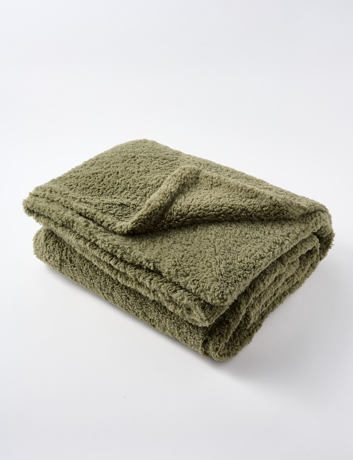 Haven Teddy Throw, Olive - Blankets & Throws