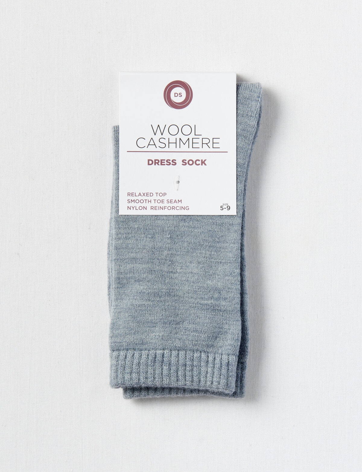 DS Socks Merino Cashmere Crew Socks, Grey Marle, 5-11 - Socks
