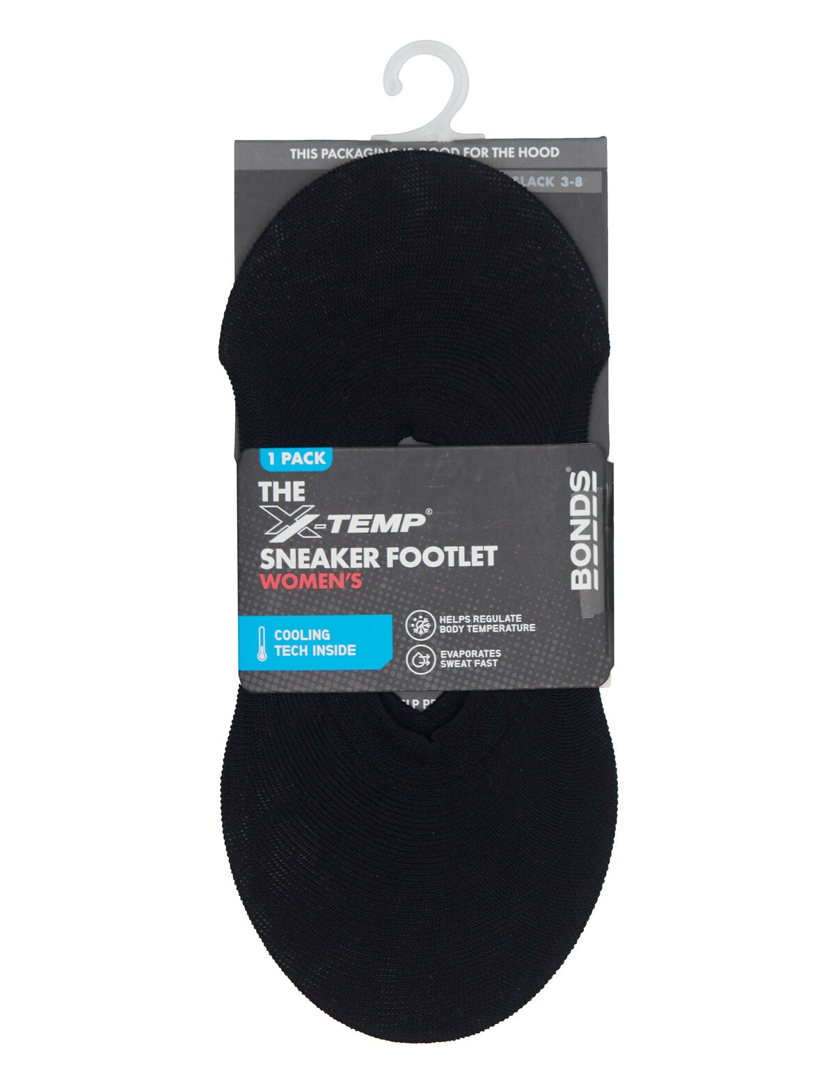 Bonds X-Temp Sneaker Footlet, Black, 3-11 - Socks