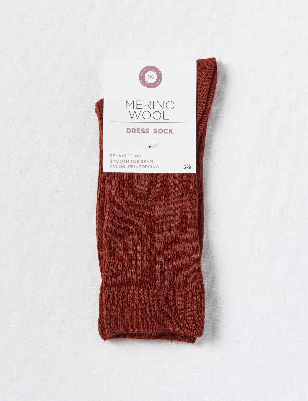 DS Socks Merino Ribbed Crew Socks, Fired Brick, 5-11 - Socks
