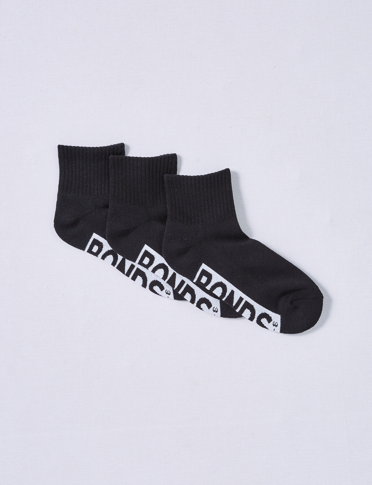 Bonds Logo Quarter Crew Sock, 3-Pack, Black - Hosiery & Socks
