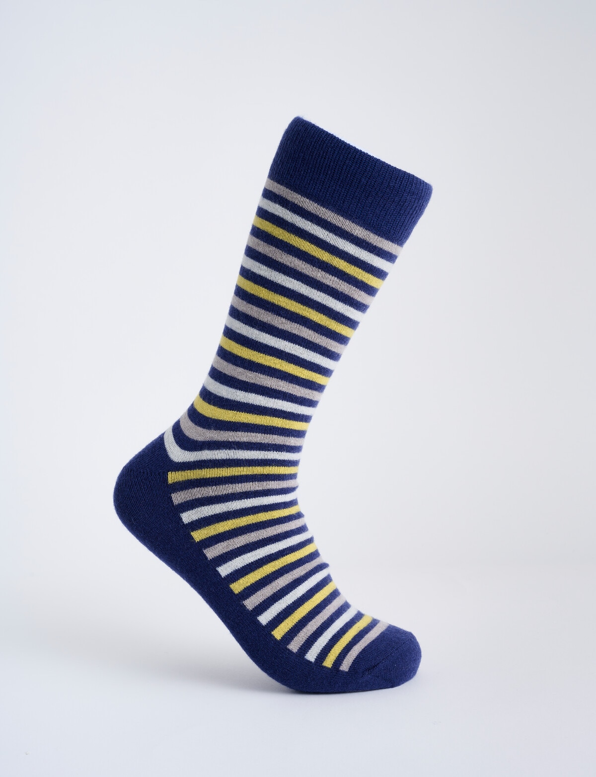 Mazzoni Merino Acrylic-Blend Stripe Sock, Blue & Yellow - Socks