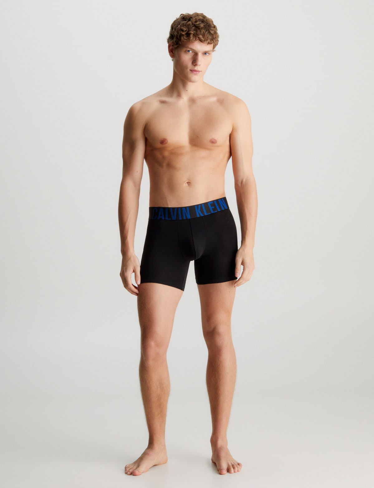Calvin Klein Intense Power Boxer Brief, 3-Pack, Black & Blue Atoll Logo ...