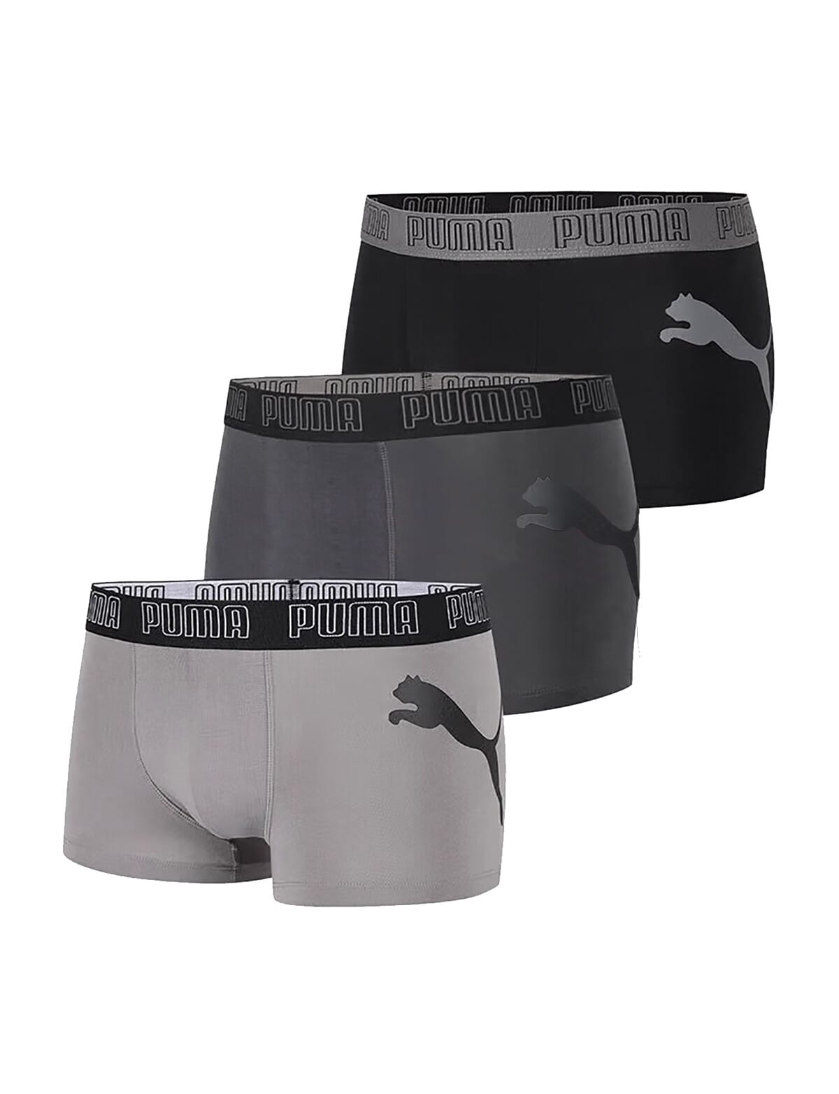 Puma Everyday Trunk, 3-Pack, Black, Dark Grey & Light Grey - Underwear