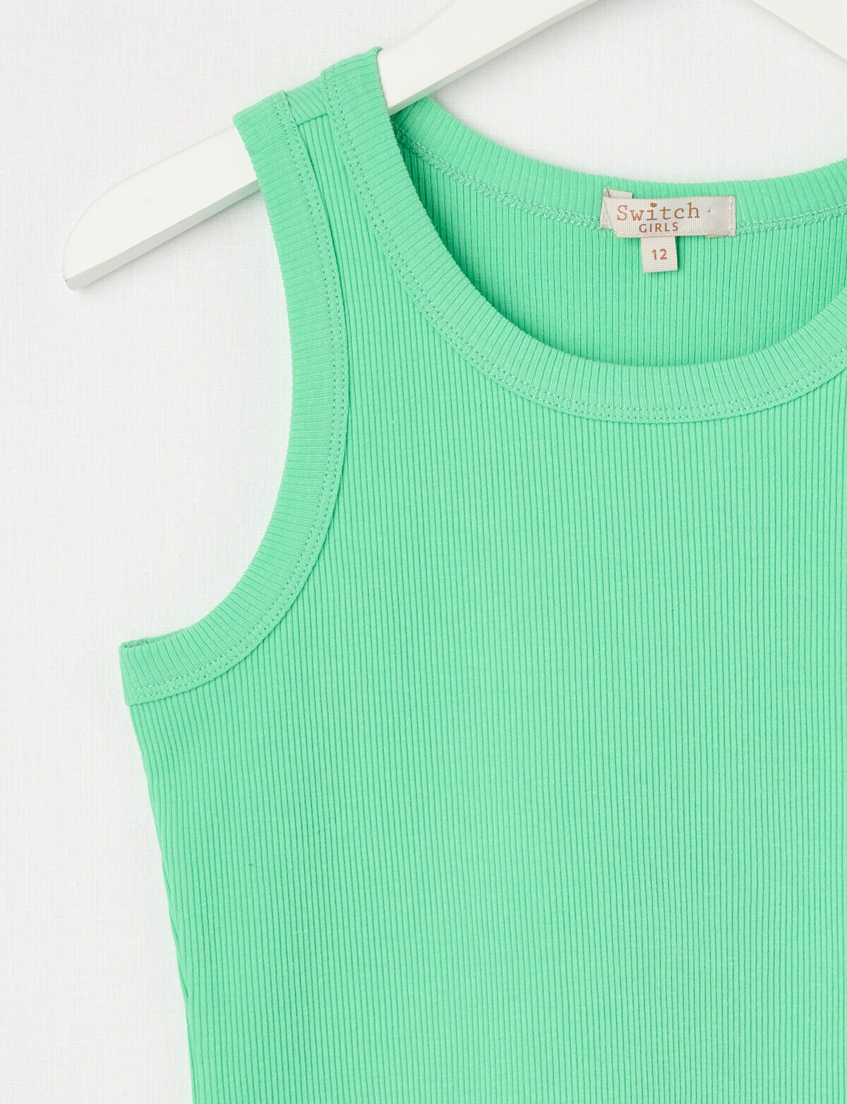 Switch Rib Singlet, Green - Tops