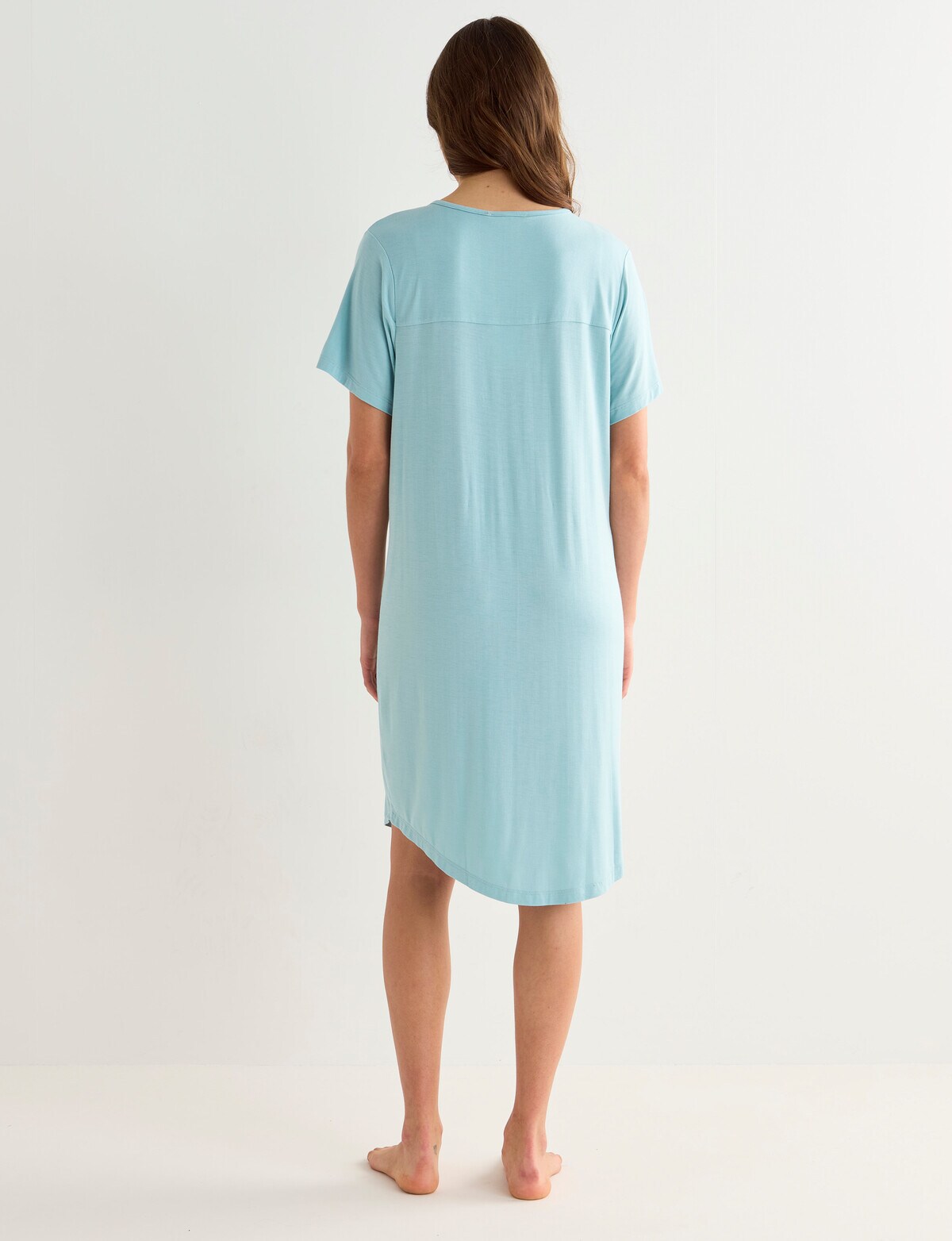 Whistle Sleep Plain Pocket Nightie, Soft Aqua, 8-22 - Nighties
