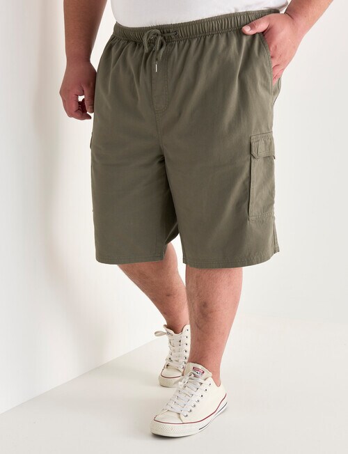 Chisel King Size Elastic Waist Cargo Short, Khaki - Mens Red Dot