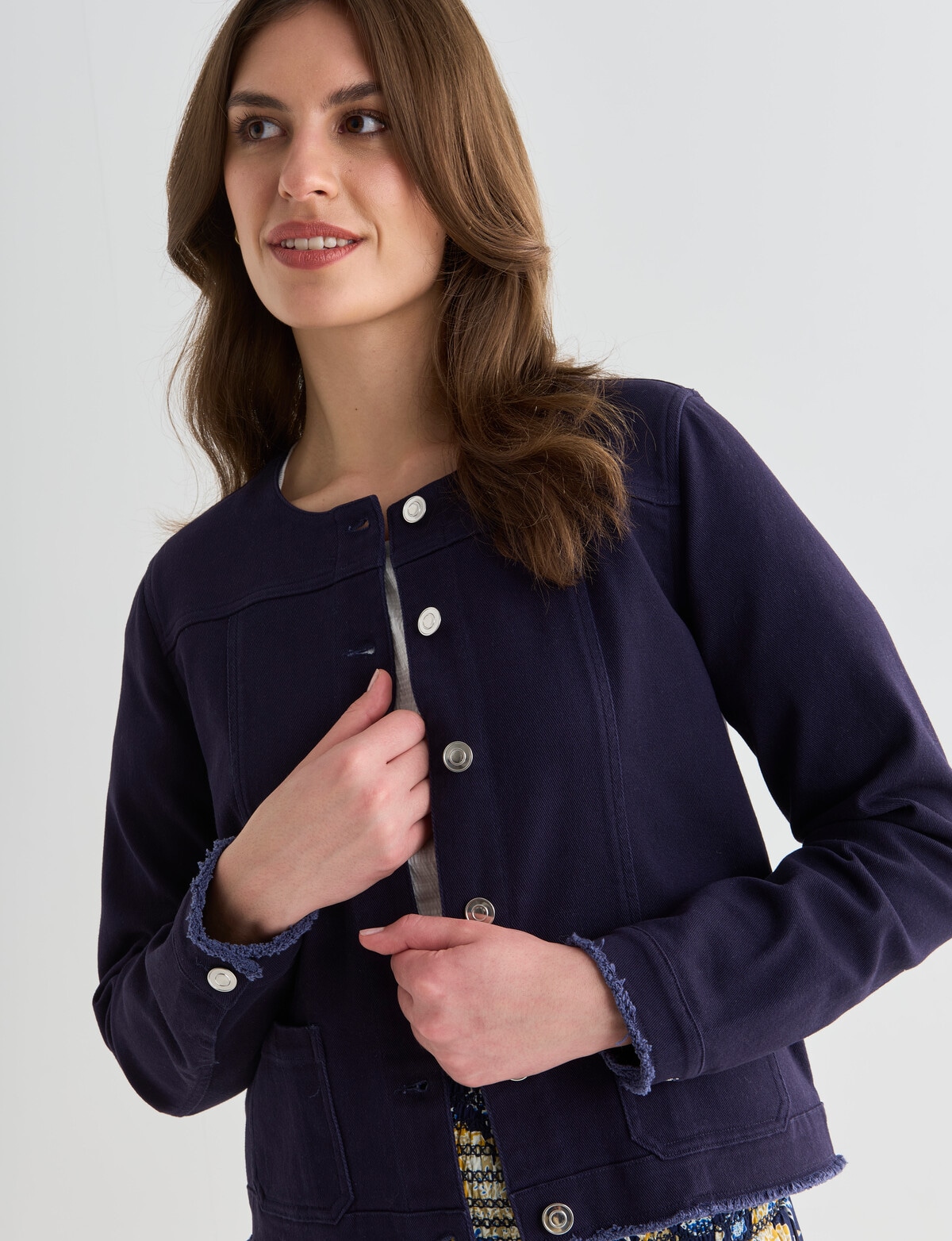 Whistle Long Sleeve Crop Jacket, Washed Navy - Coats & Jackets