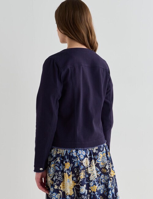 Whistle Long Sleeve Crop Jacket, Washed Navy - Coats & Jackets