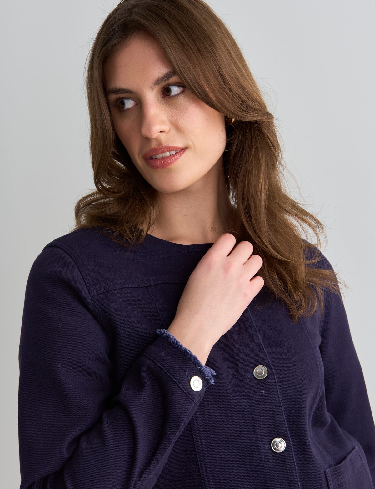 Whistle Long Sleeve Crop Jacket, Washed Navy - Coats & Jackets