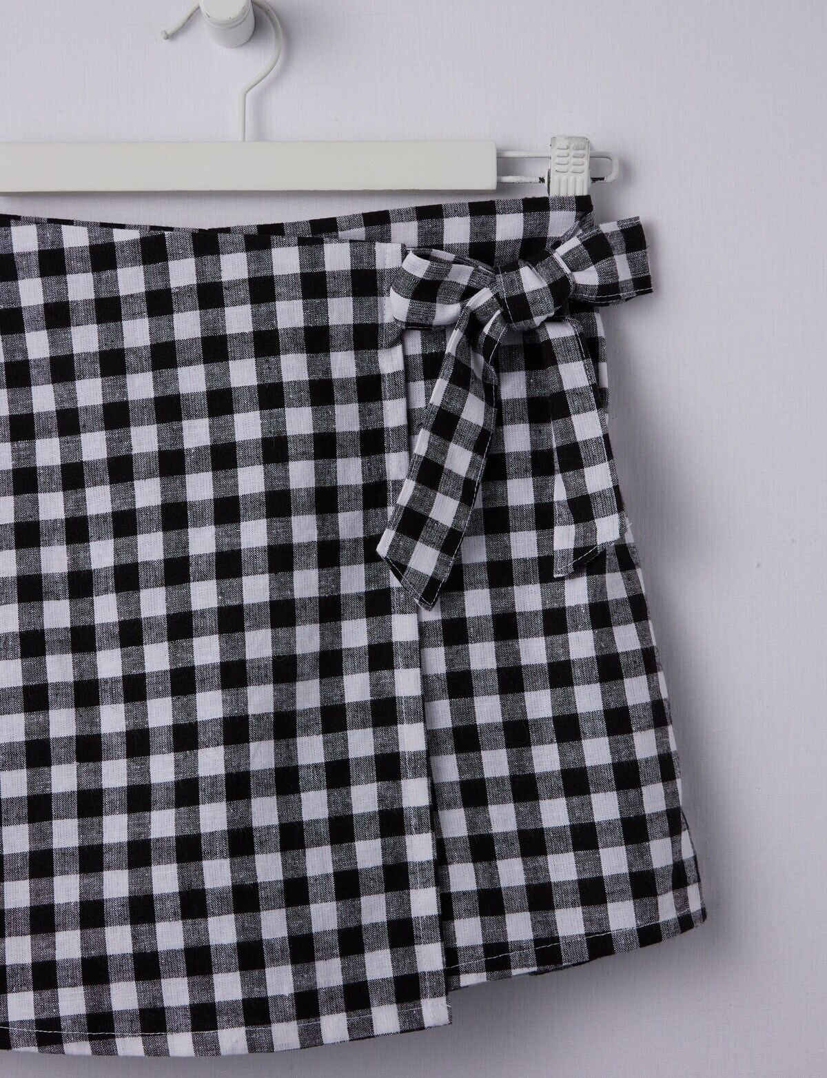 Switch Gingham Linen Blend Wrap Skort, Black & White - Skirts