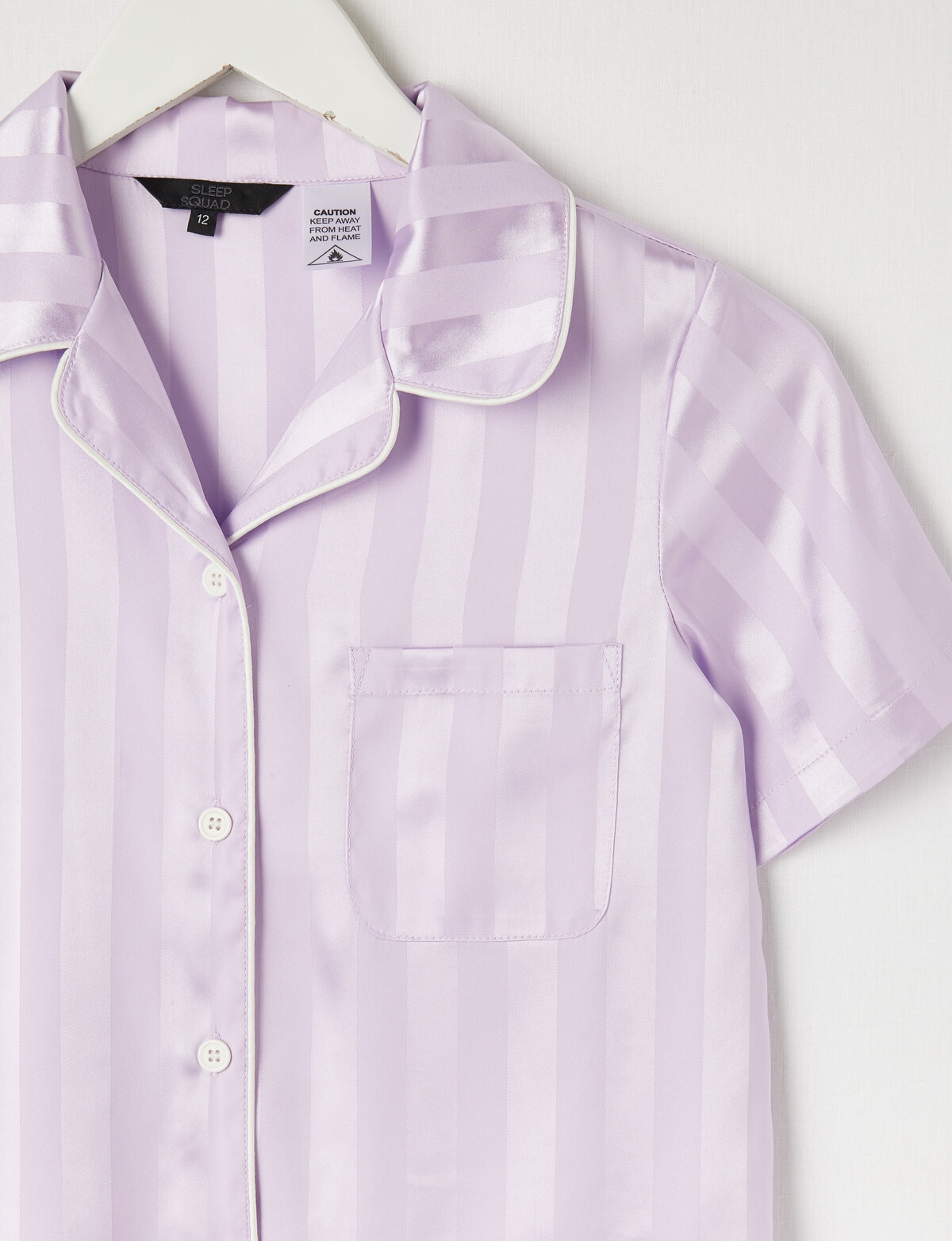 Sleep Squad Jacquard Stripe Satin PJ Set, Lavender, 8-16 - Sleepwear ...