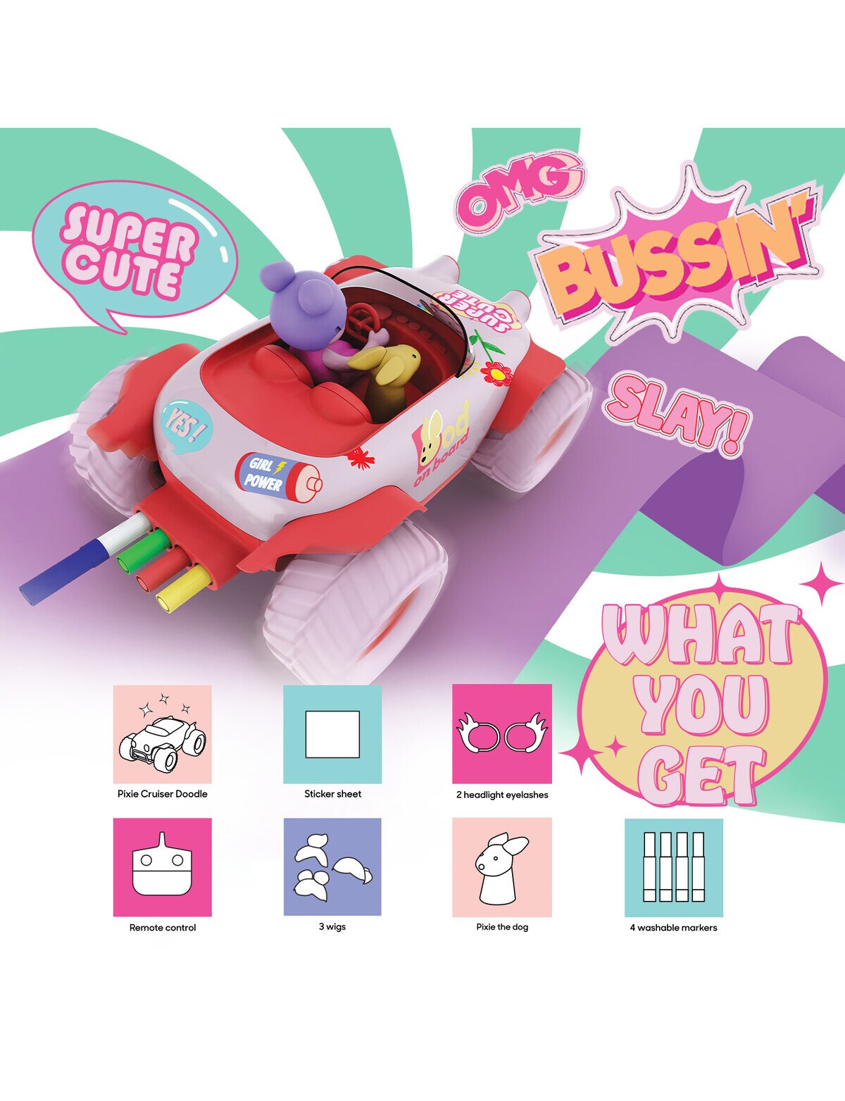 Sharper Image Pixie Cruiser Doodle Customizable RC Car - Toys Clearance