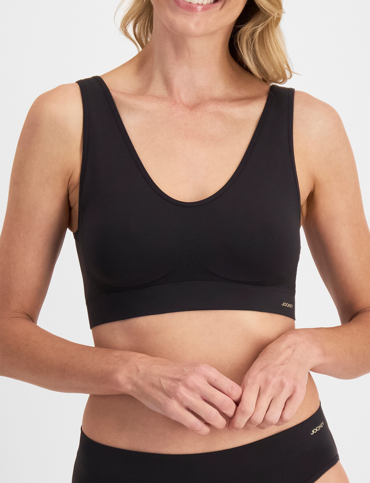 Jockey Woman Skimmies Nylon Crop Bra, Black, 8-20 - Bras