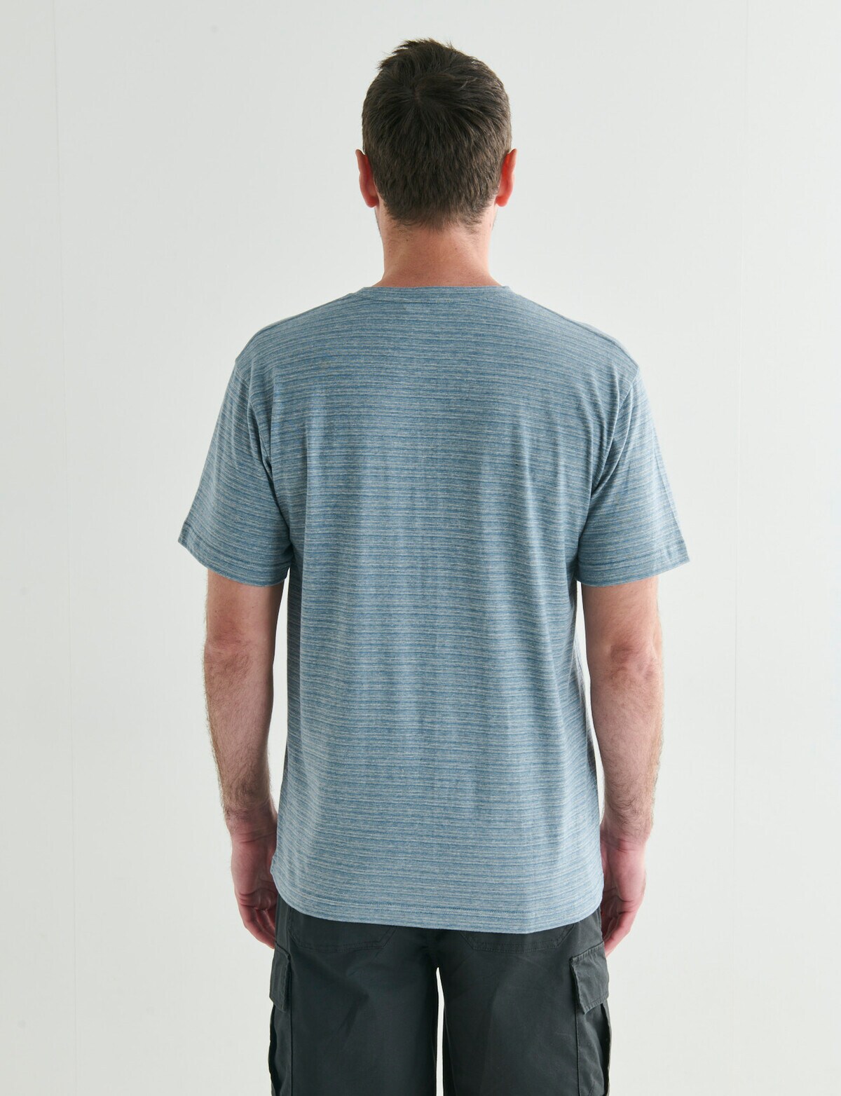 Chisel Ultimate Stripe Crew Neck Fashion Tee, Blue - Mens Red Dot