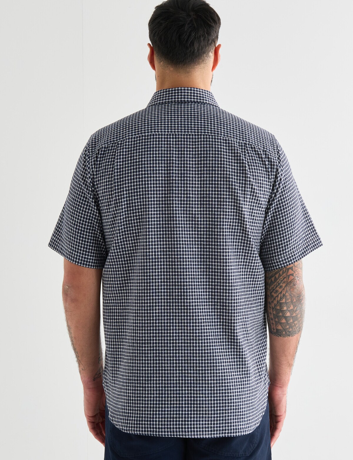 Line 7 Lucian Check Short Sleeve Shirt, Navy - Casual Shirts
