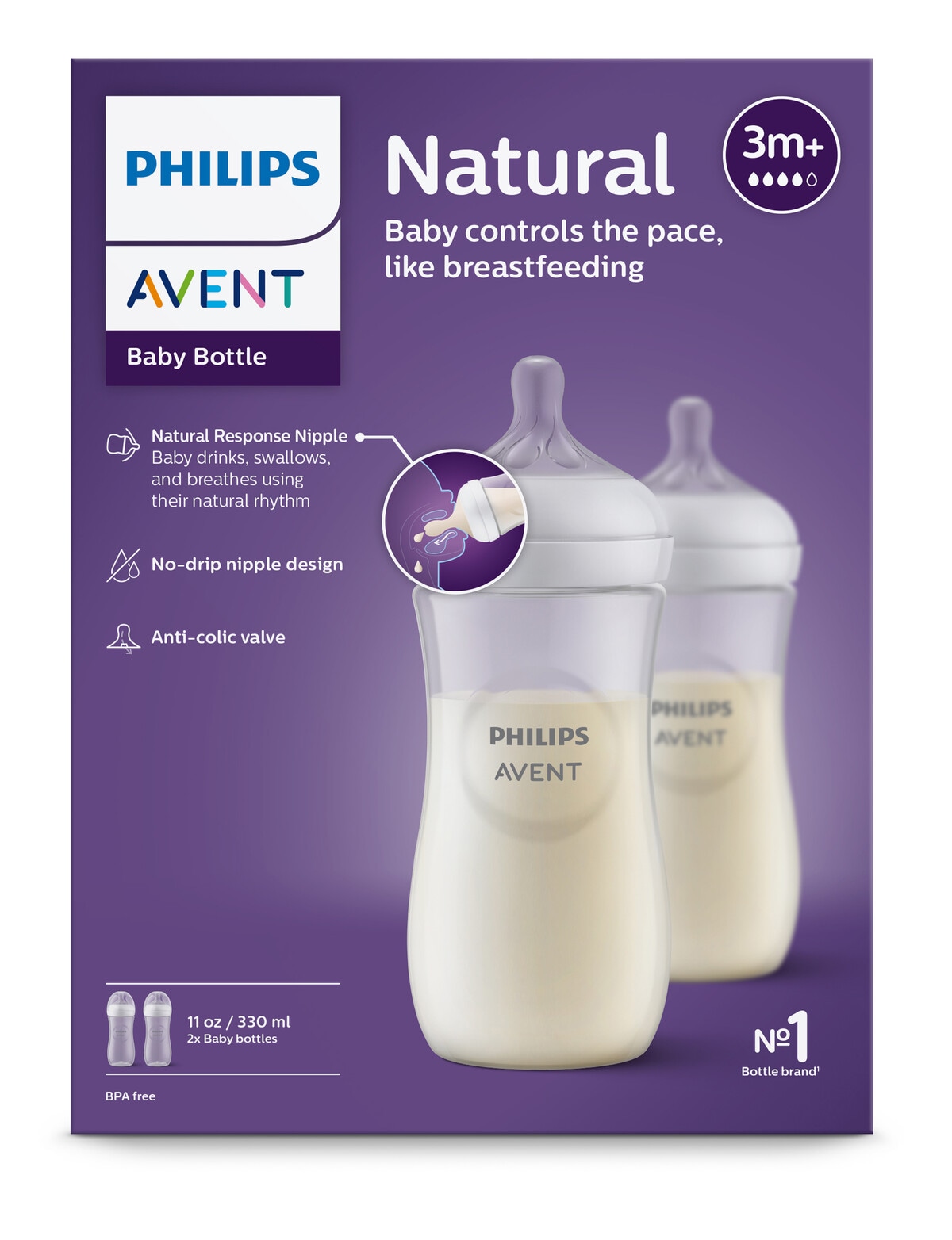 Avent Natural Response Bottle 330ml, 2-Pack - Feeding