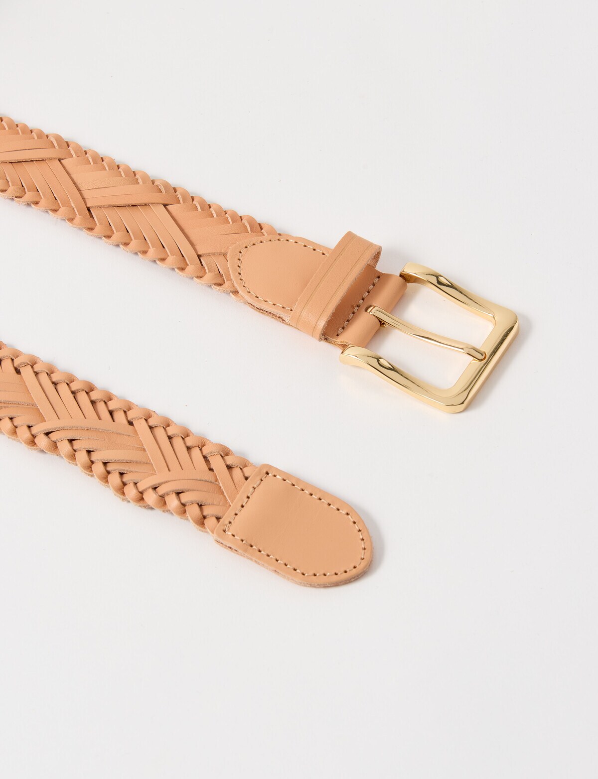 Whistle Accessories Leather Woven Pattern Belt, Light Tan - Belts