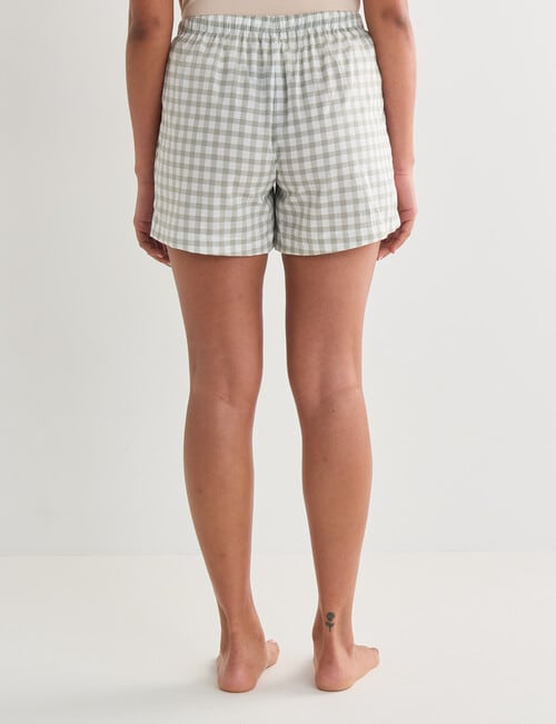 Zest Sleep Cotton Short, Sage Gingham, 8-18 - Pyjamas