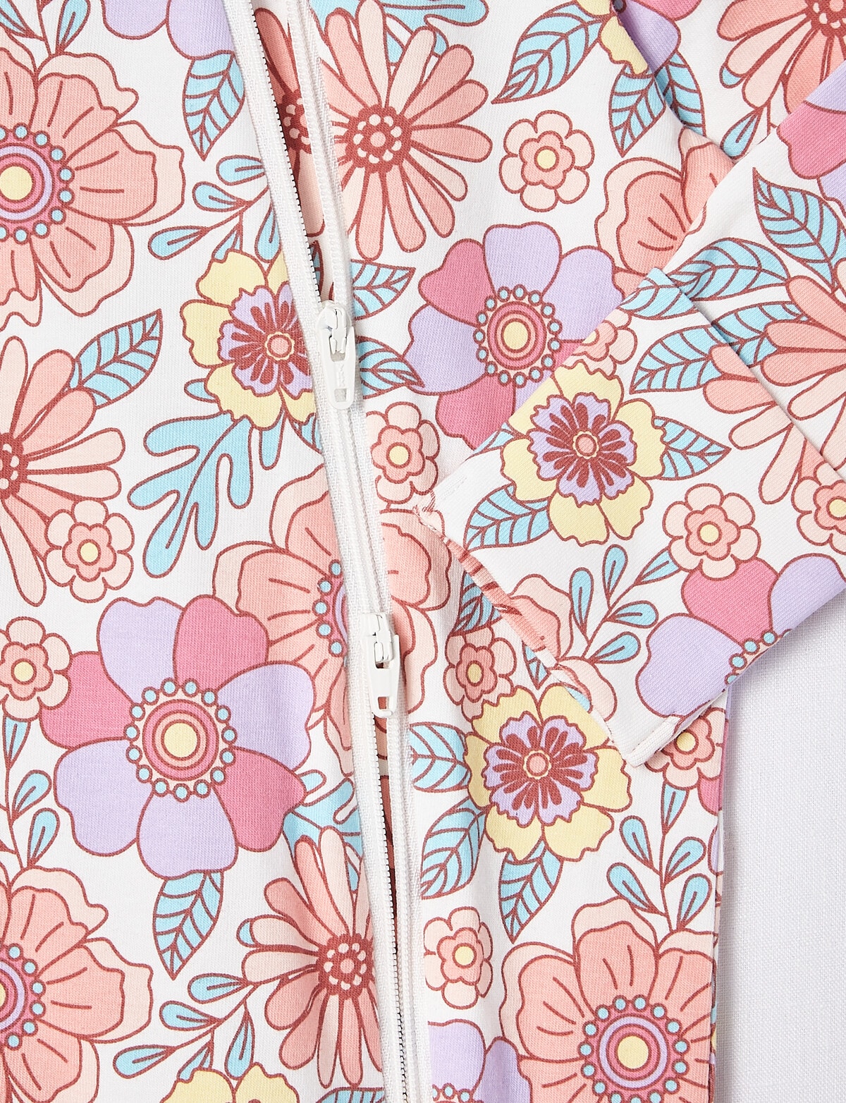 Teeny Weeny Sleep Flower Stretch Cotton Sleepsuit, Pink - Sleepwear