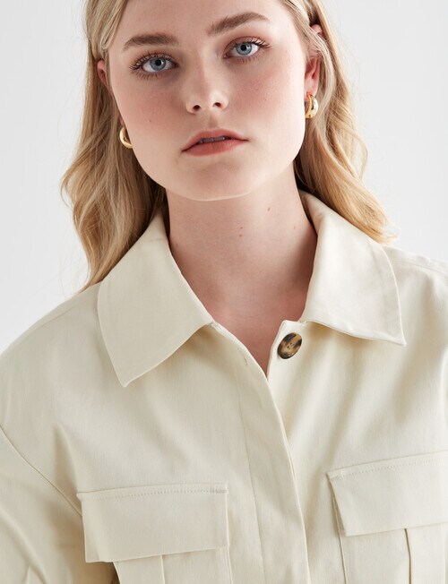 Mineral Zo Cargo Cropped Jacket, Cream - Coats & Jackets