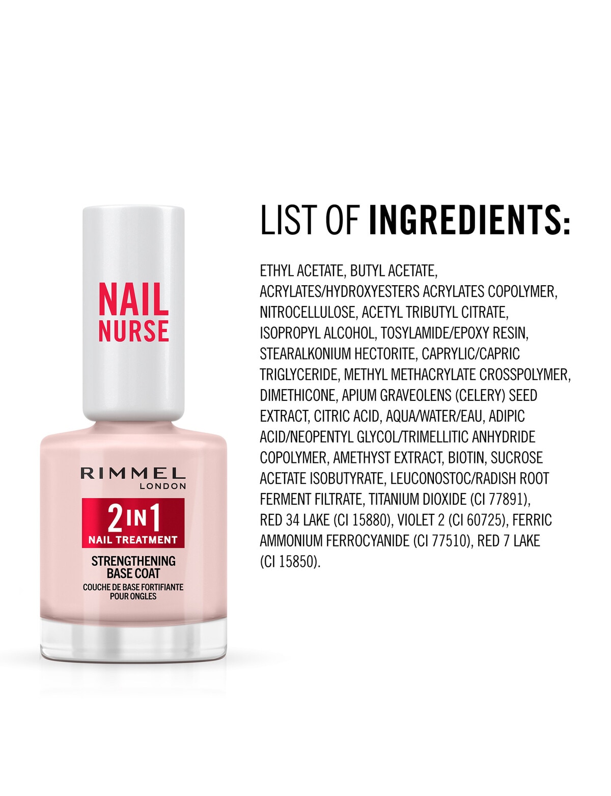 Rimmel Nail Nurse, 2-in-1, Base Coat & Strengthener - Nail Polish