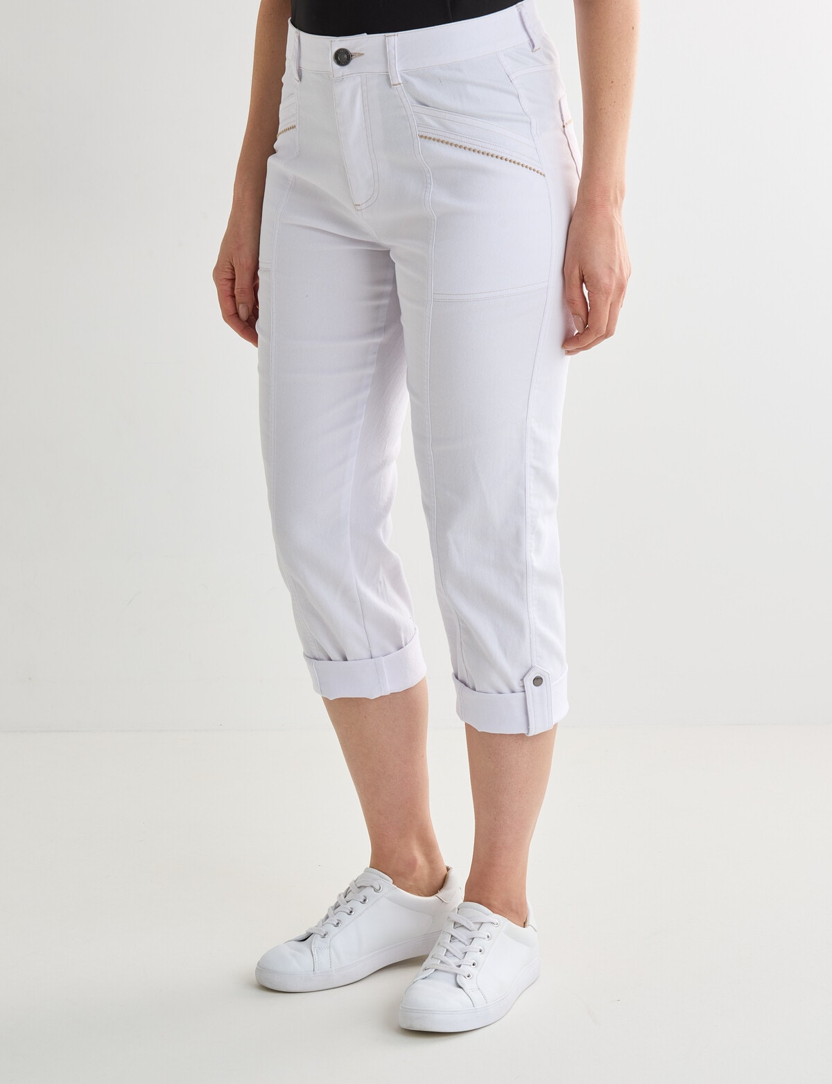Line 7 Bermuda Capri Pant, White - Pants & Leggings