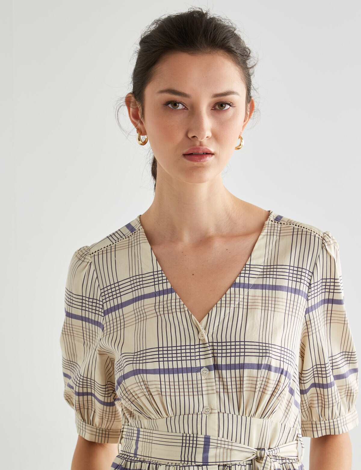 Jigsaw Dianna Printed Dress, Navy Check - Dresses