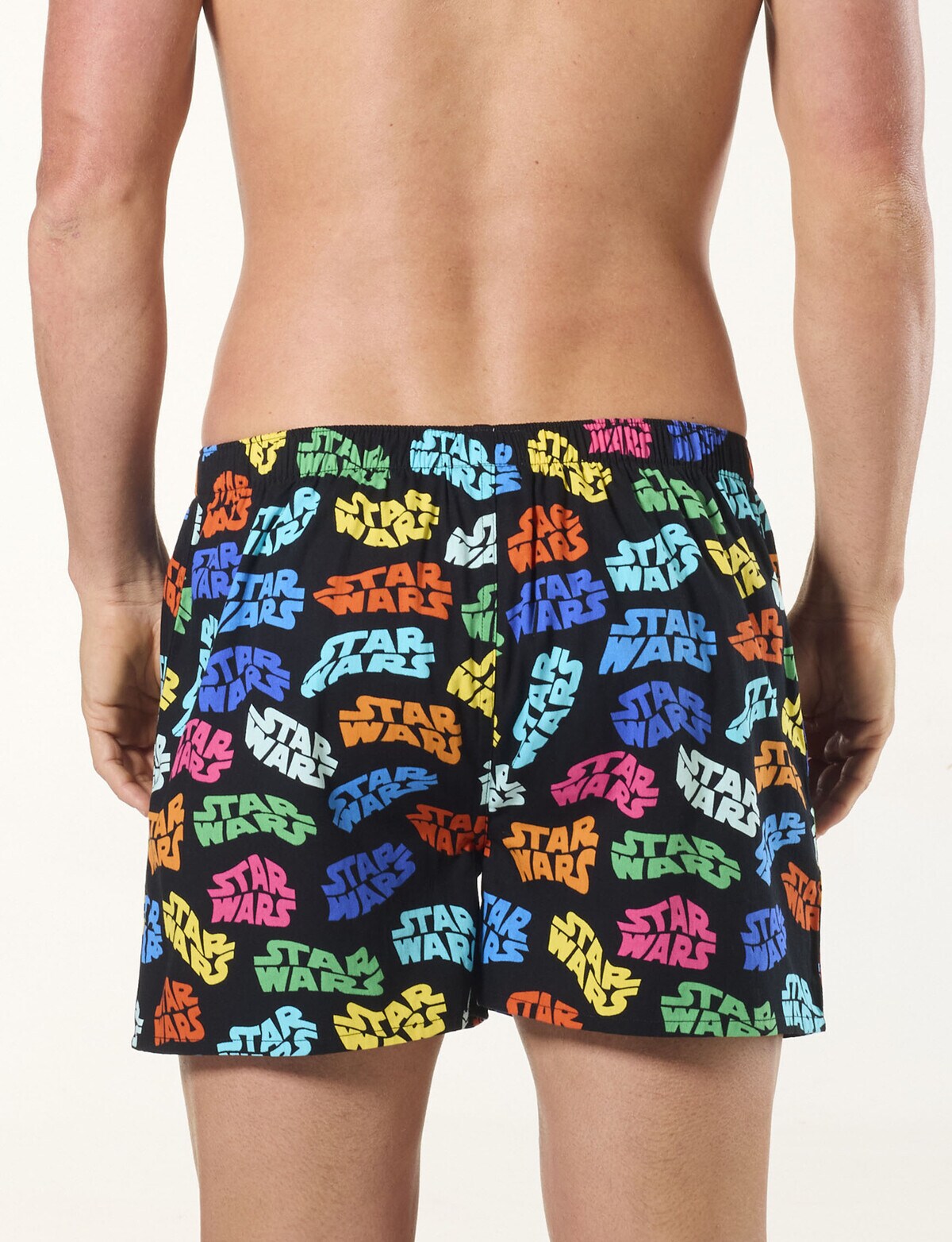 Licensed Star Wars Rainbow Logo Woven Boxer Short, Blue - Underwear