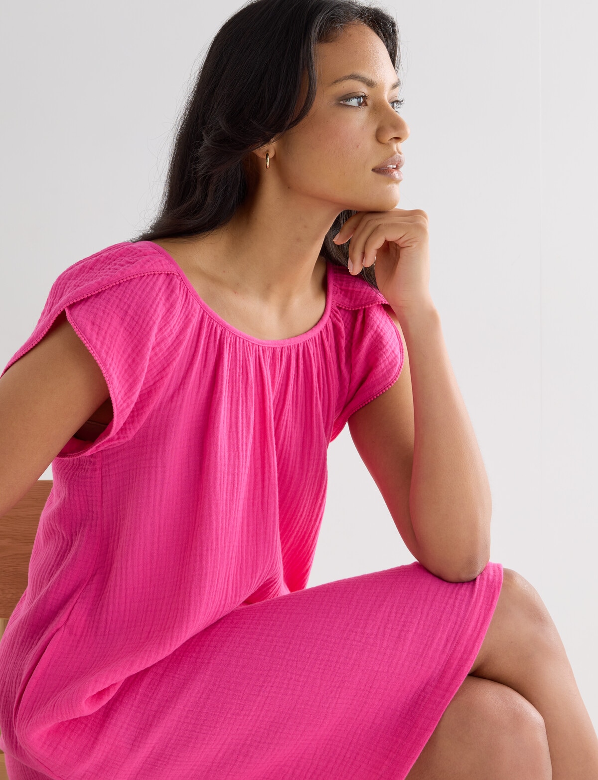 Zest Tulip Sleeve Dress, Pink - Womens Clearance